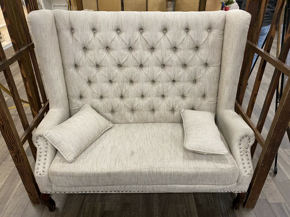 Beige Settee - High Back | ABC Rentals Midwest